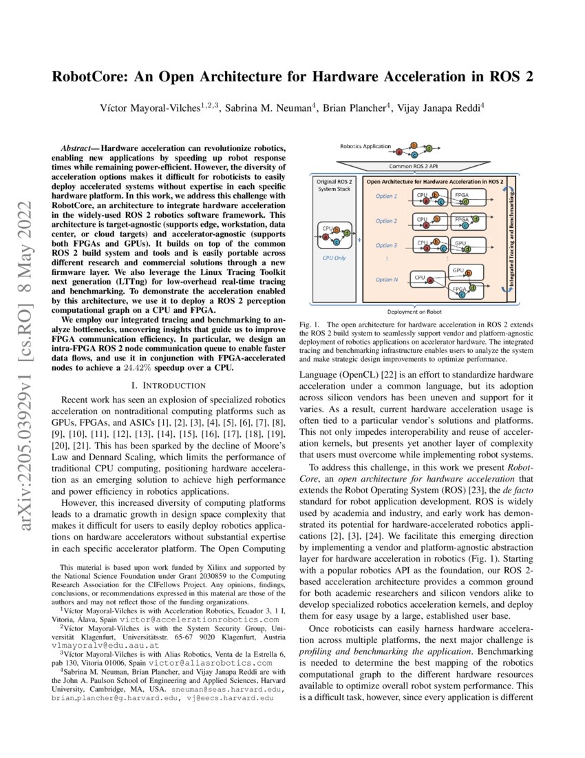 RobotCore: An Open Architecture for Hardware Acceleration in ROS 2 | DeepAI