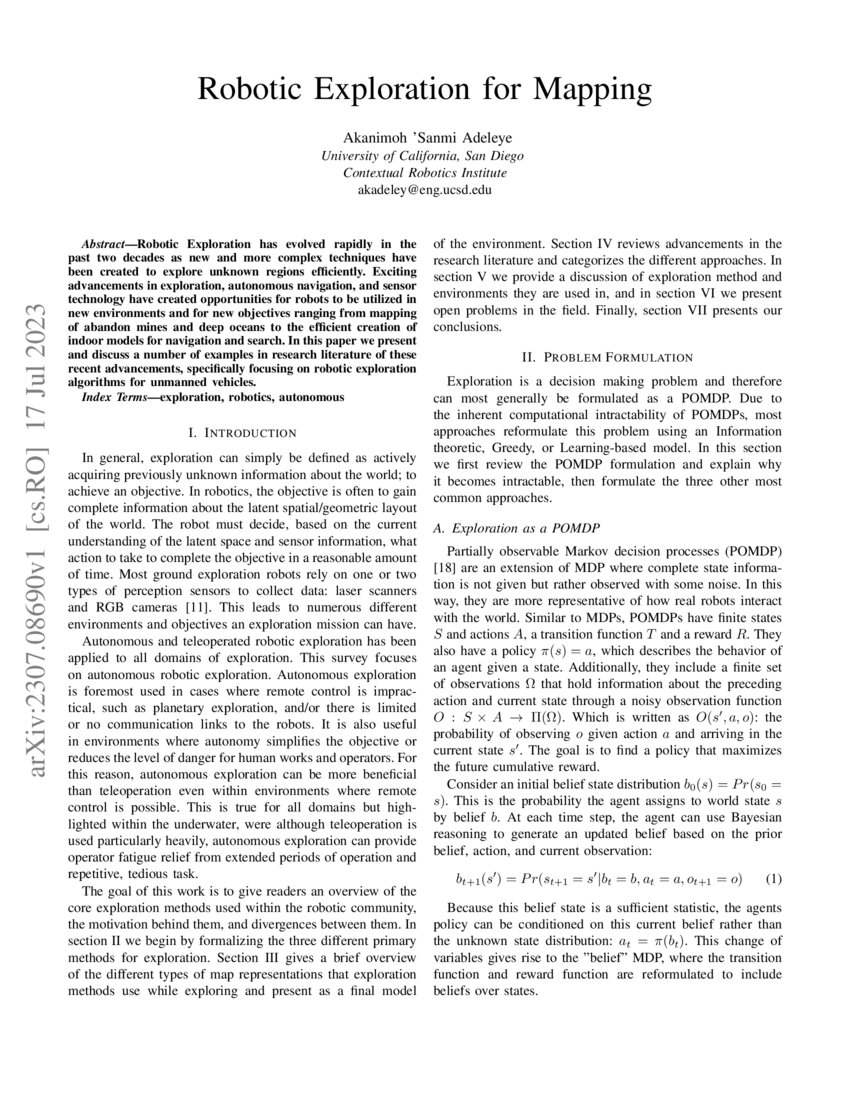 Robotic Exploration for Mapping | DeepAI