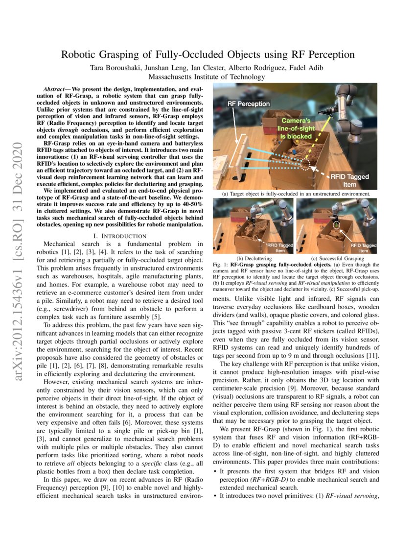 Robotic Grasping Of Fully Occluded Objects Using Rf Perception Deepai