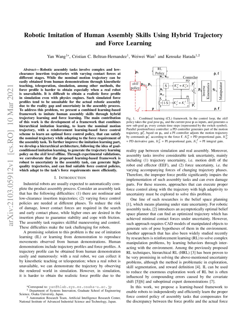 Robotic Imitation of Human Assembly Skills Using Hybrid Trajectory and ...