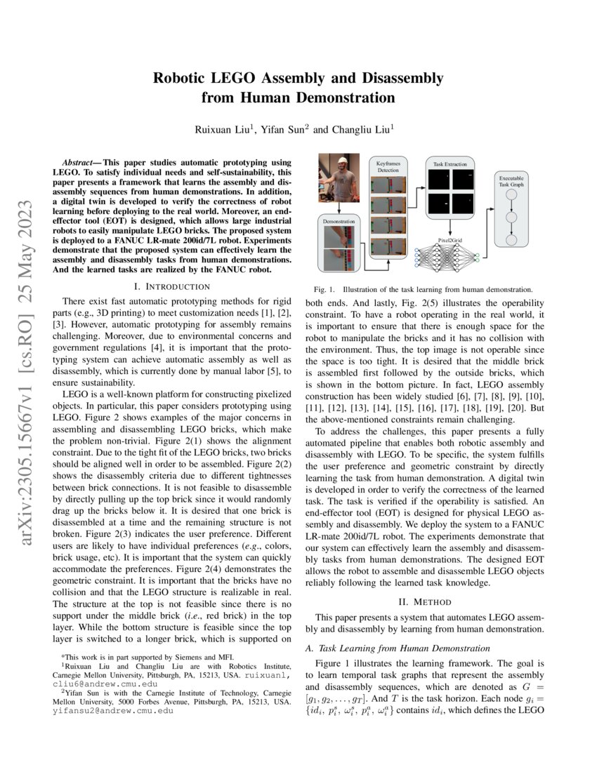 Robotic LEGO Assembly and Disassembly from Human Demonstration | DeepAI