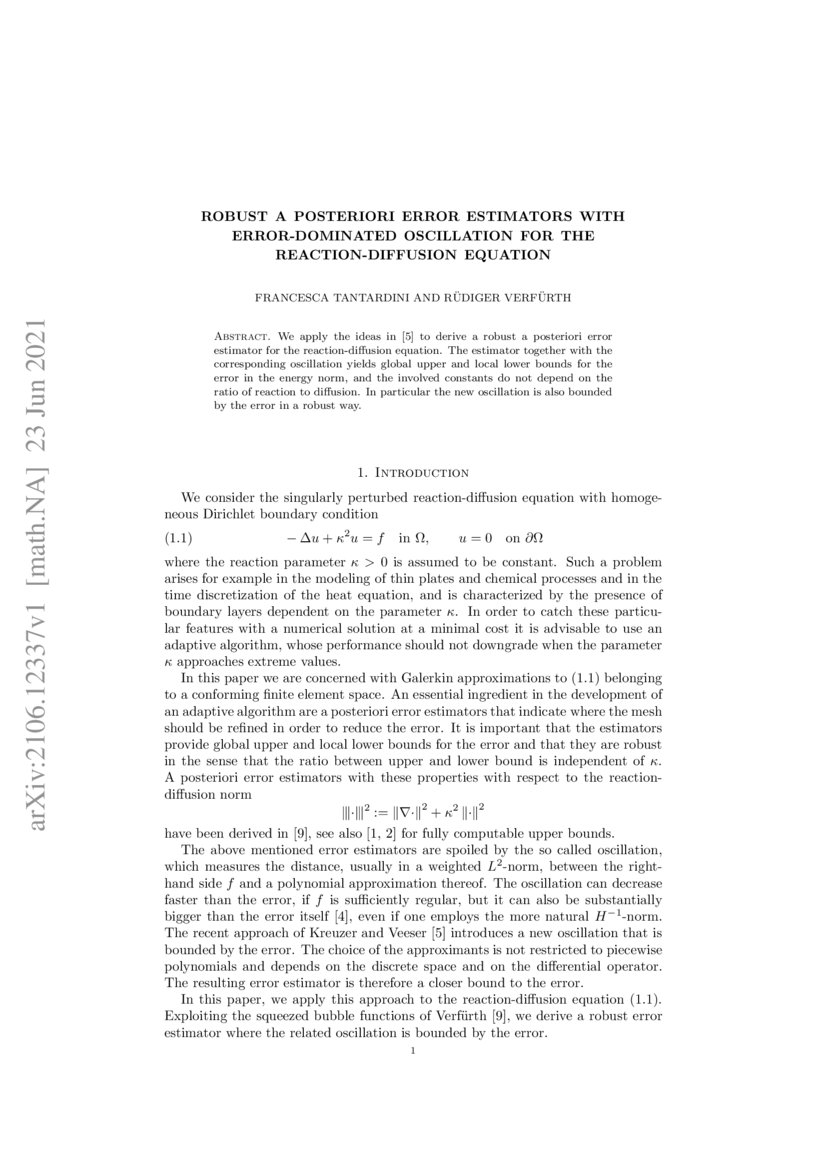 Robust A Posteriori Error Estimators With Error Dominated Oscillation