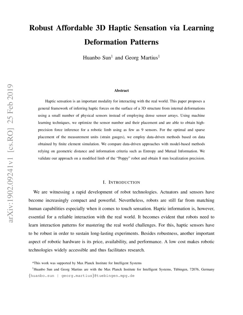 Robust Affordable 3d Haptic Sensation Via Learning Deformation Patterns