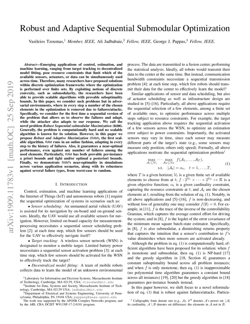 Robust And Adaptive Sequential Submodular Optimization Deepai 