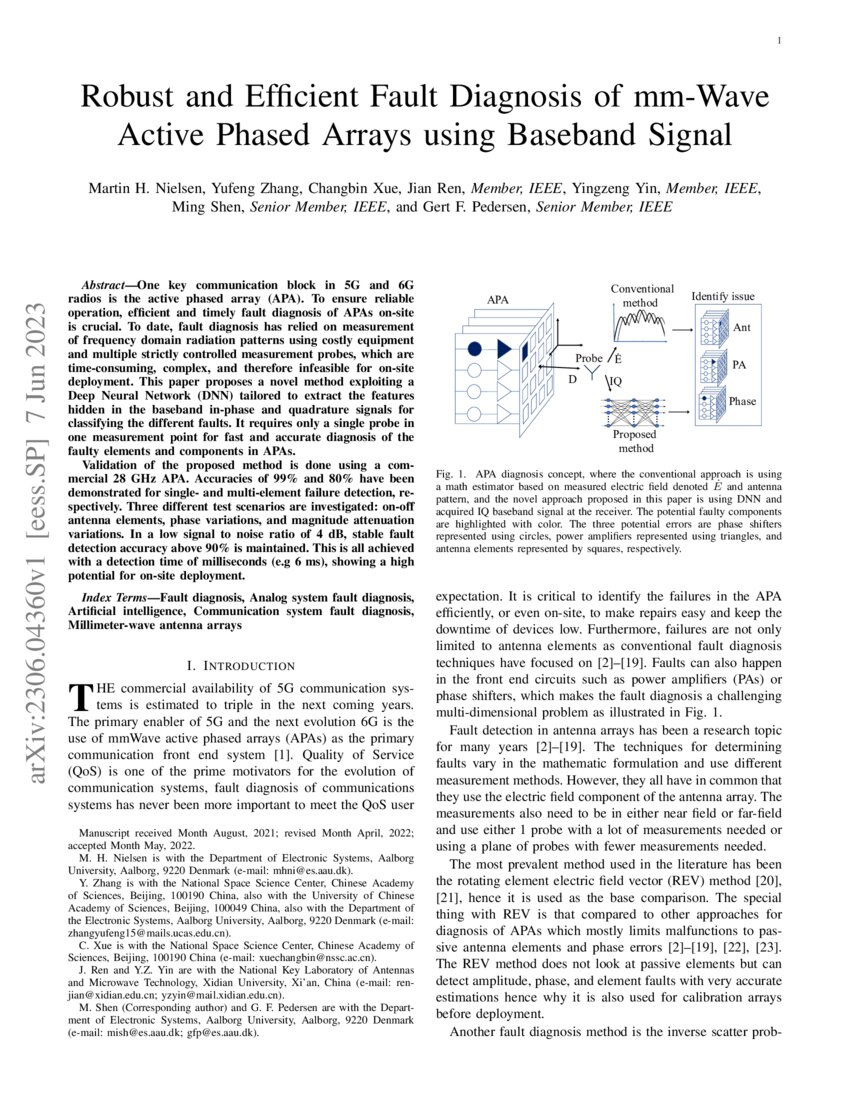 Robust and Efficient Fault Diagnosis of mm-Wave Active Phased Arrays using Baseband Signal | DeepAI
