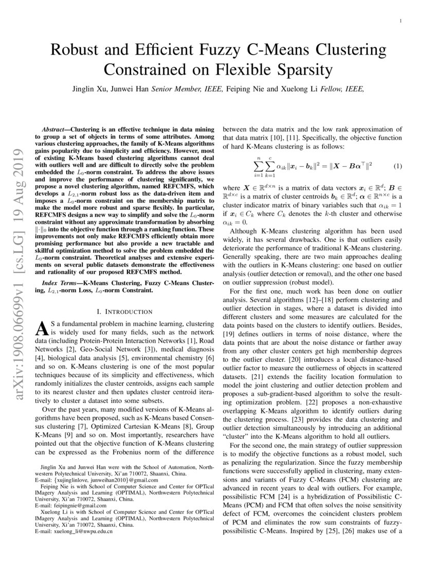 Robust And Efficient Fuzzy C Means Clustering Constrained On Flexible