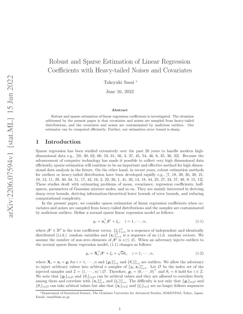 Robust And Sparse Estimation Of Linear Regression Coefficients With