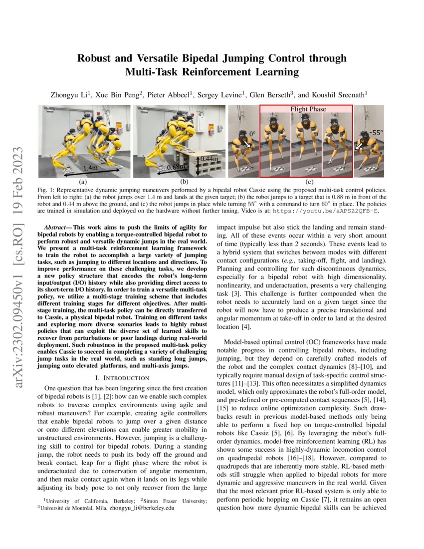 Robust and Versatile Bipedal Jumping Control through Multi-Task Reinforcement Learning | DeepAI
