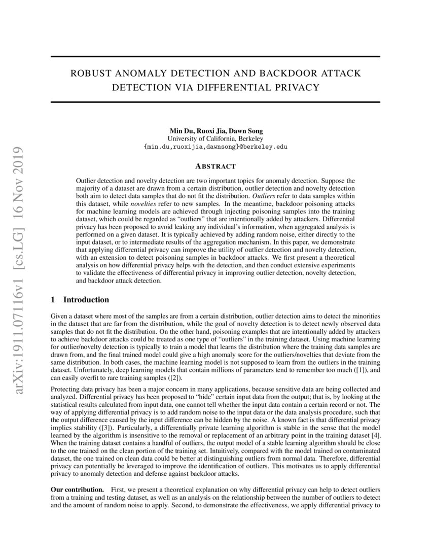 Robust Anomaly Detection and Backdoor Attack Detection Via Differential ...