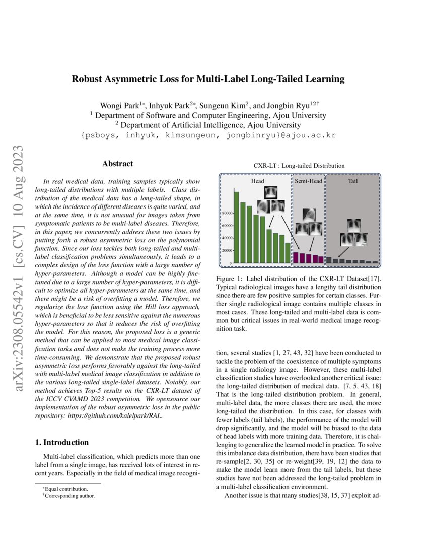 Robust Asymmetric Loss for Multi-Label Long-Tailed Learning | DeepAI Robust Asymmetric Loss for Multi-Label Long-Tailed Learning | DeepAI
