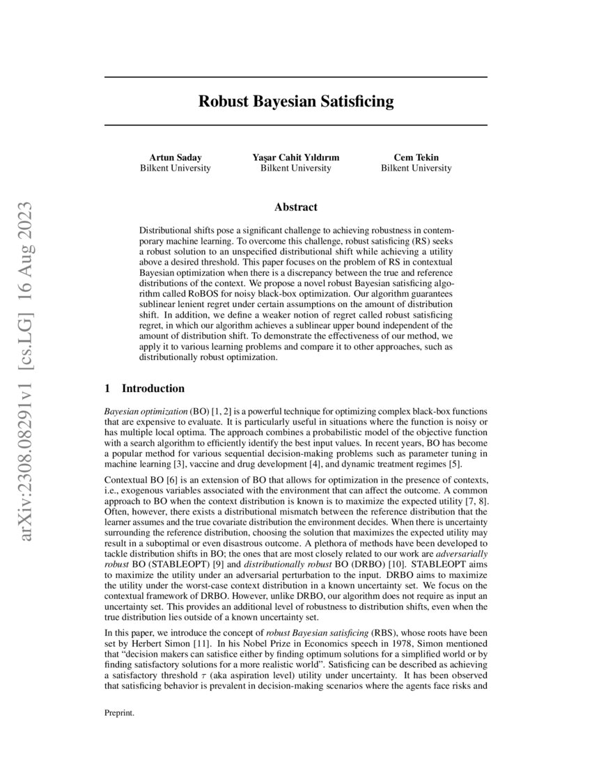 Robust Bayesian Satisficing | DeepAI