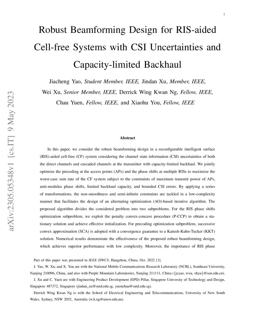 Robust Beamforming Design for RIS-aided Cell-free Systems with CSI Uncertainties and Capacity ...