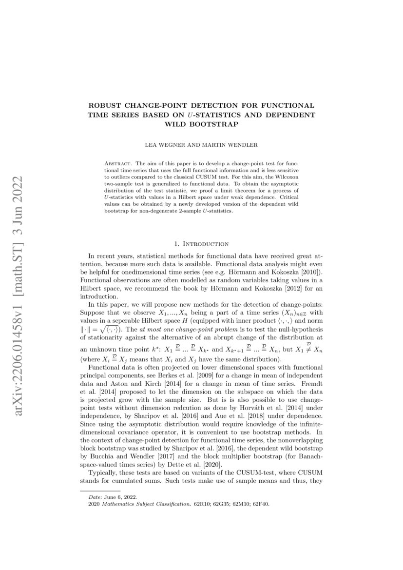 Robust Change-Point Detection for Functional Time Series Based on U-Statistics and Dependent ...