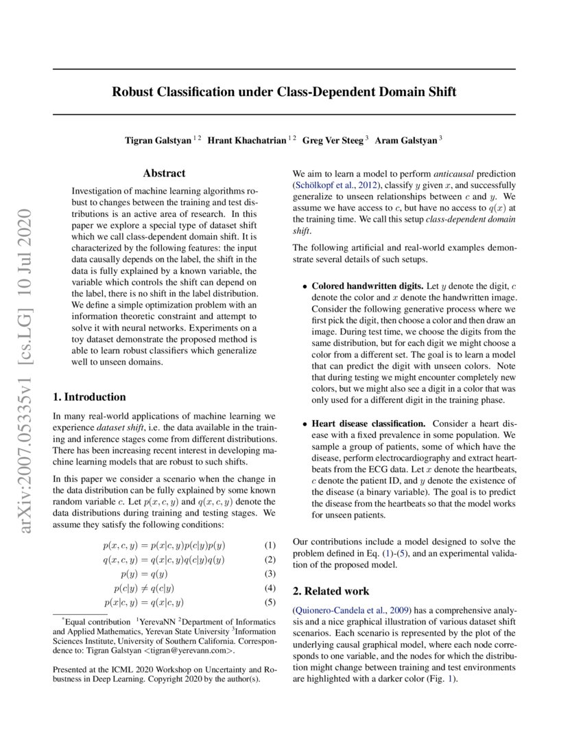 Robust Classification under Class-Dependent Domain Shift | DeepAI