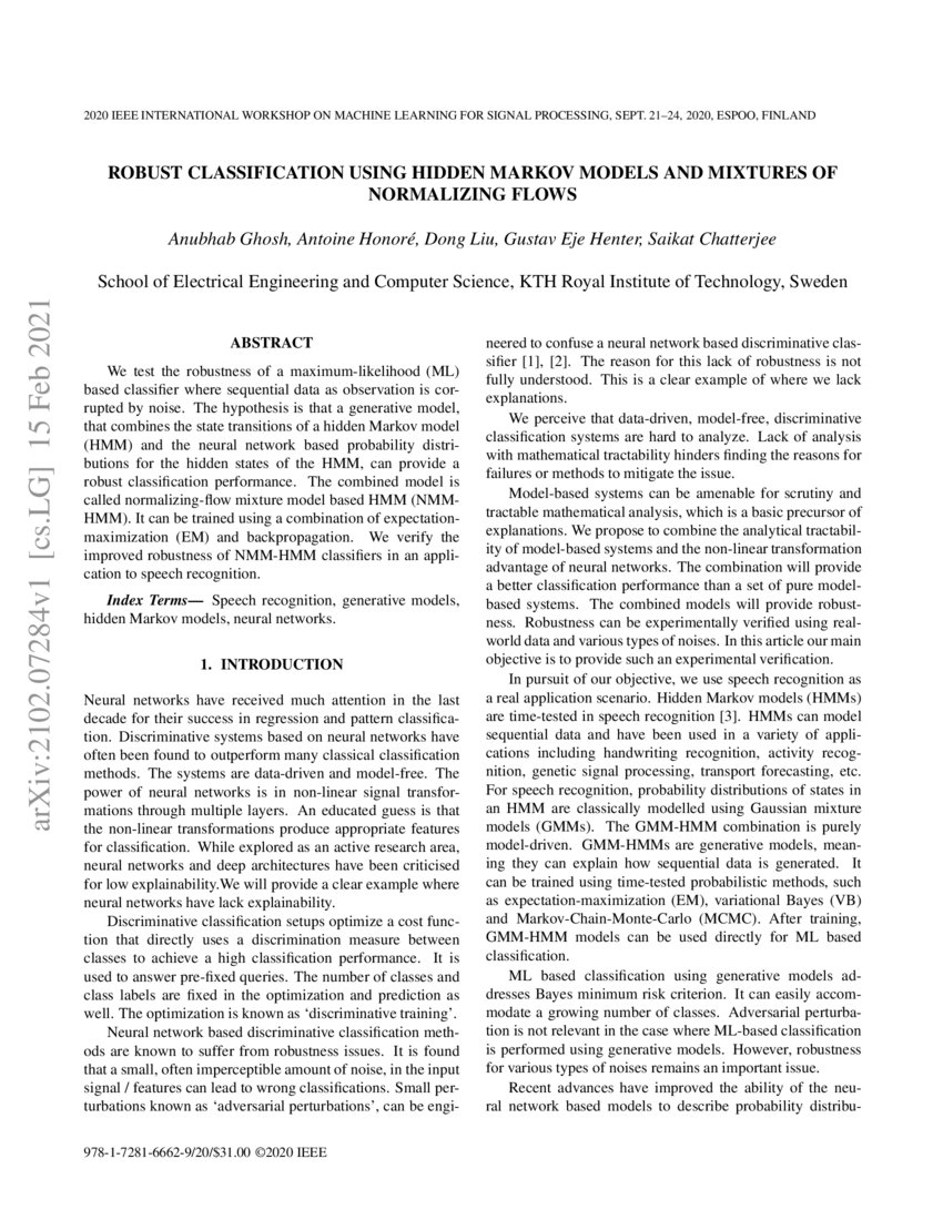 Robust Classification using Hidden Markov Models and Mixtures of ... Robust Classification using Hidden Markov Models and Mixtures of ...