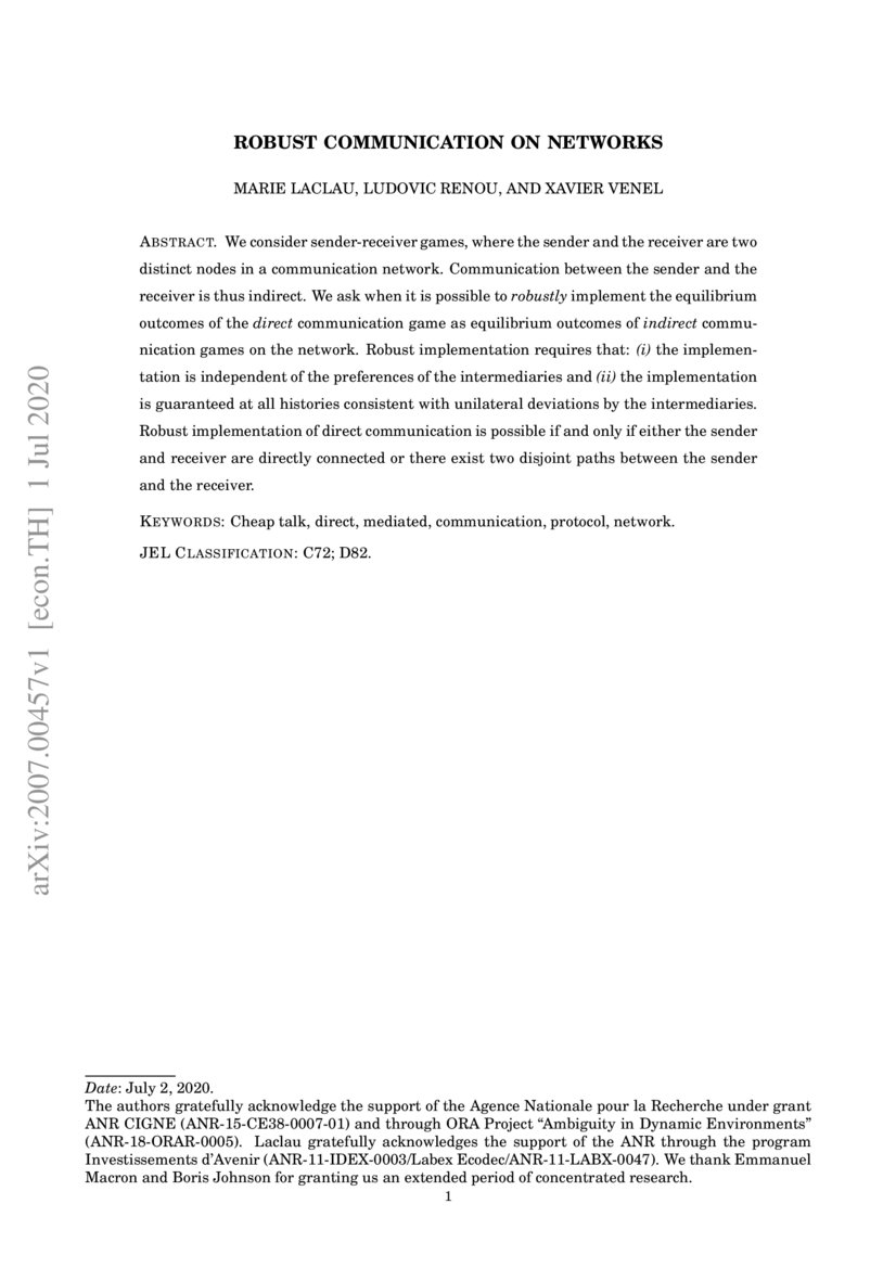 Robust communication on networks | DeepAI