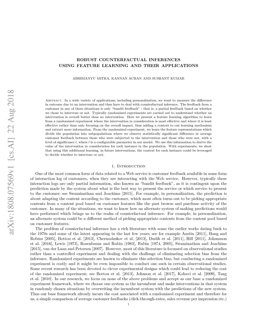 Robust Counterfactual Inferences Using Feature Learning And Their