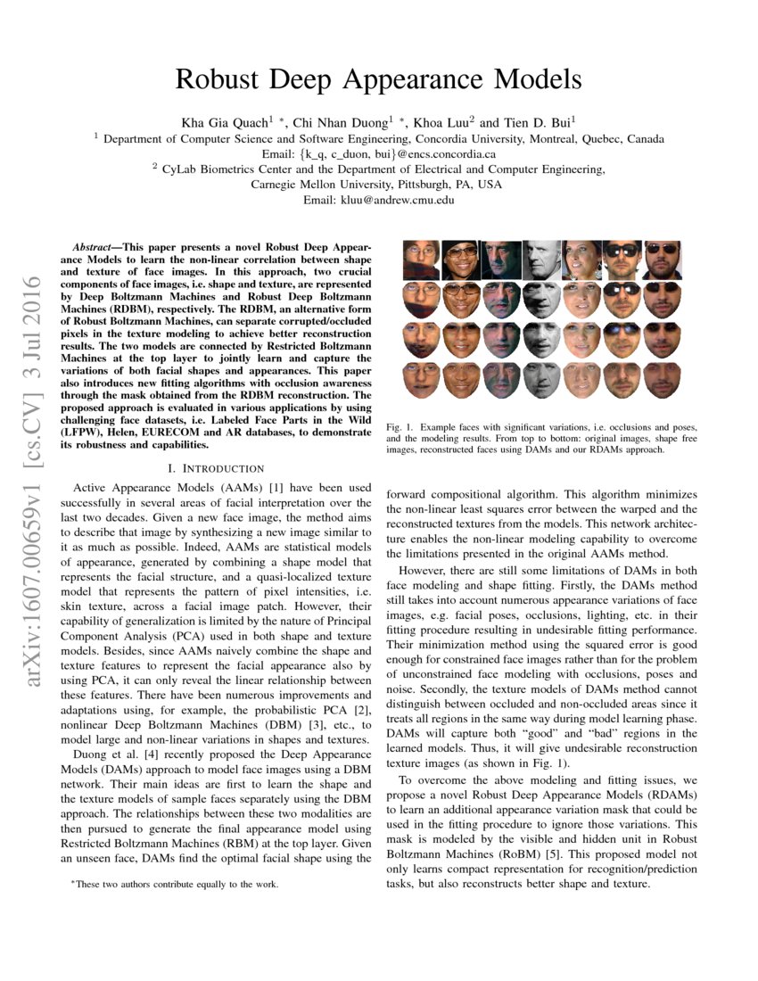 Robust Deep Appearance Models | DeepAI