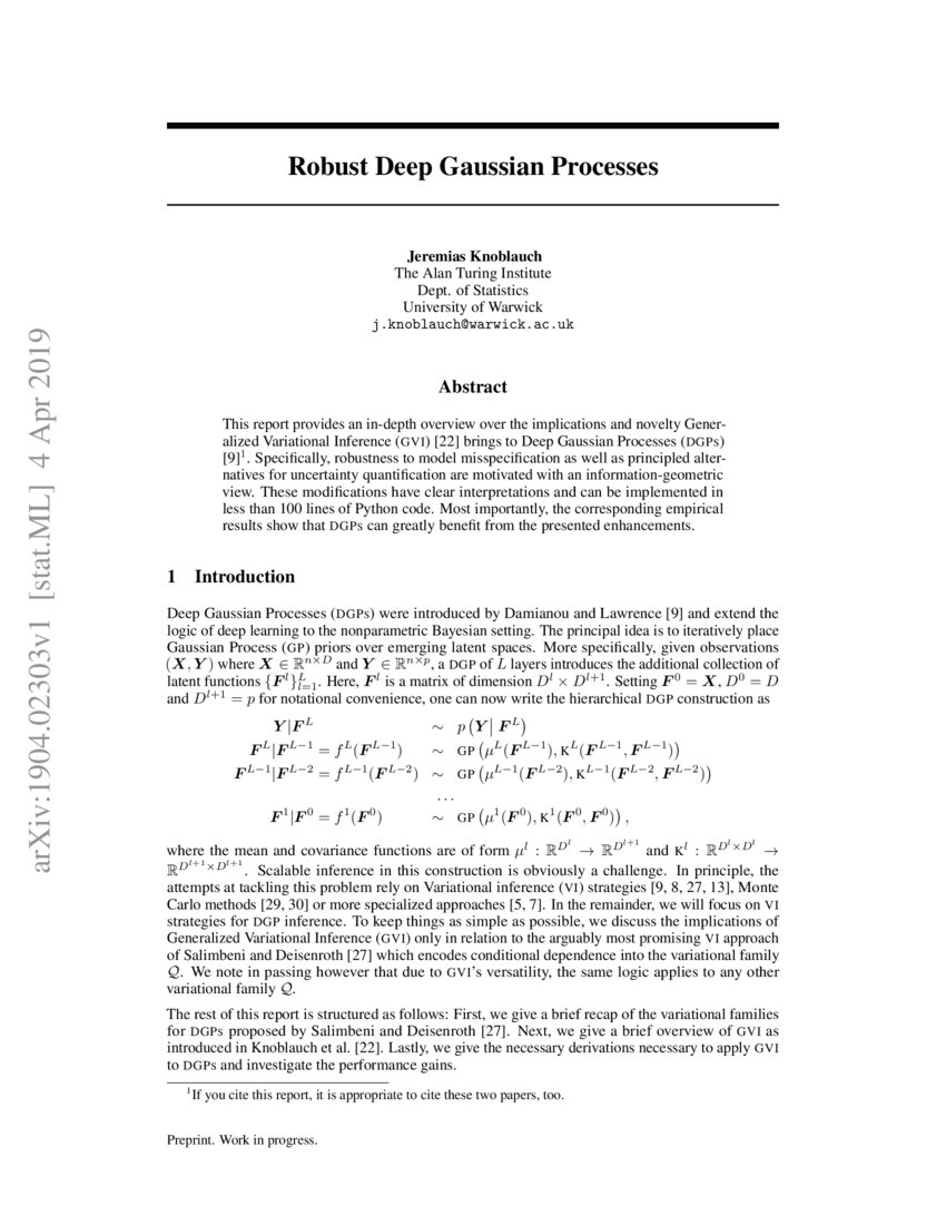 Robust Deep Gaussian Processes | DeepAI Robust Deep Gaussian Processes | DeepAI