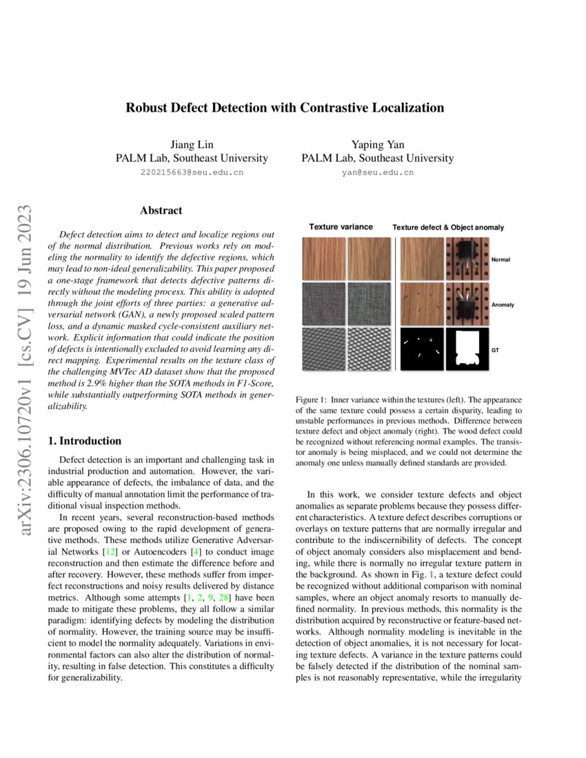 Robust Defect Detection With Contrastive Localization Deepai