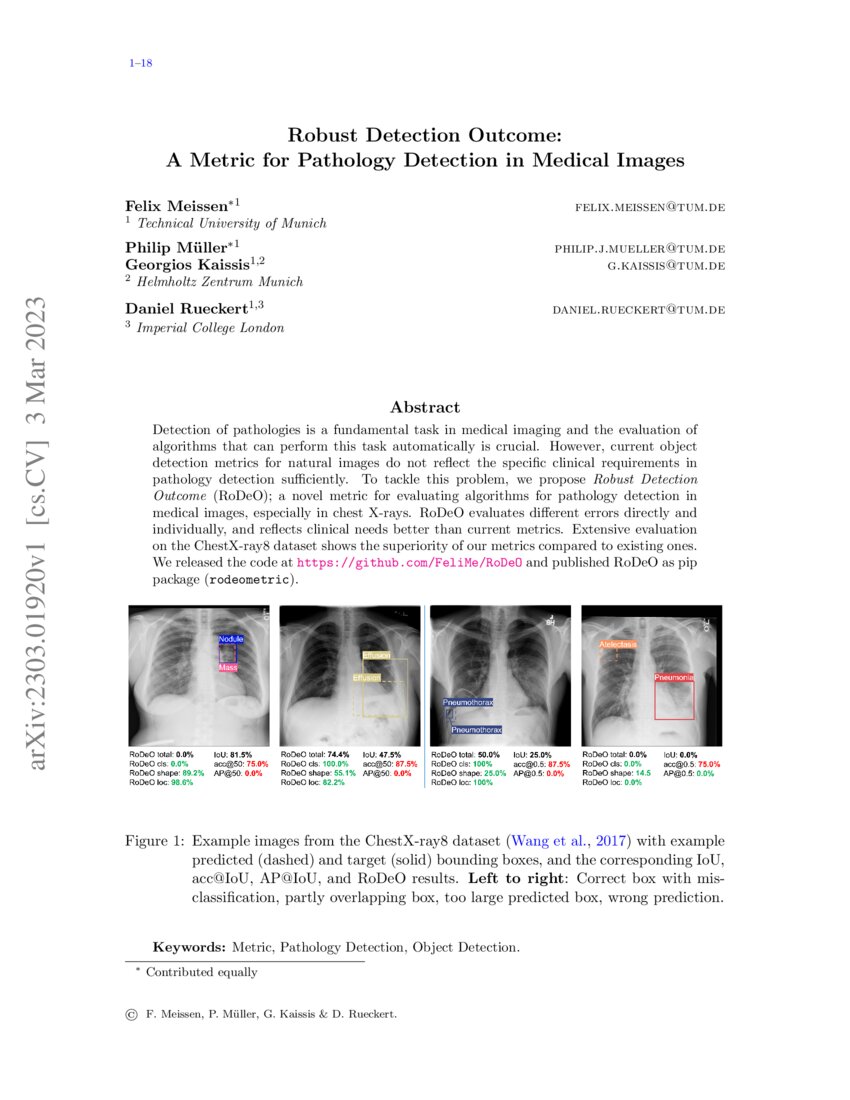 Robust Detection Outcome A Metric For Pathology Detection In Medical Images Deepai