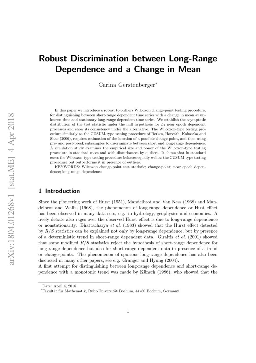 Robust Discrimination between Long-Range Dependence and a Change in ...