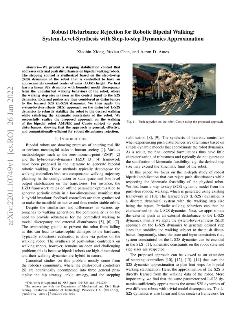 Robust Disturbance Rejection For Robotic Bipedal Walking System Level Synthesis With Step To