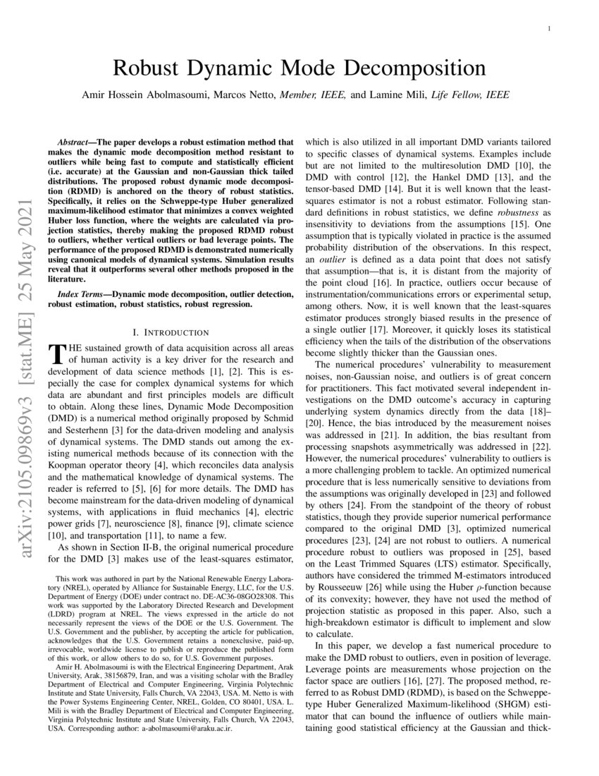 Robust Dynamic Mode Decomposition Deepai
