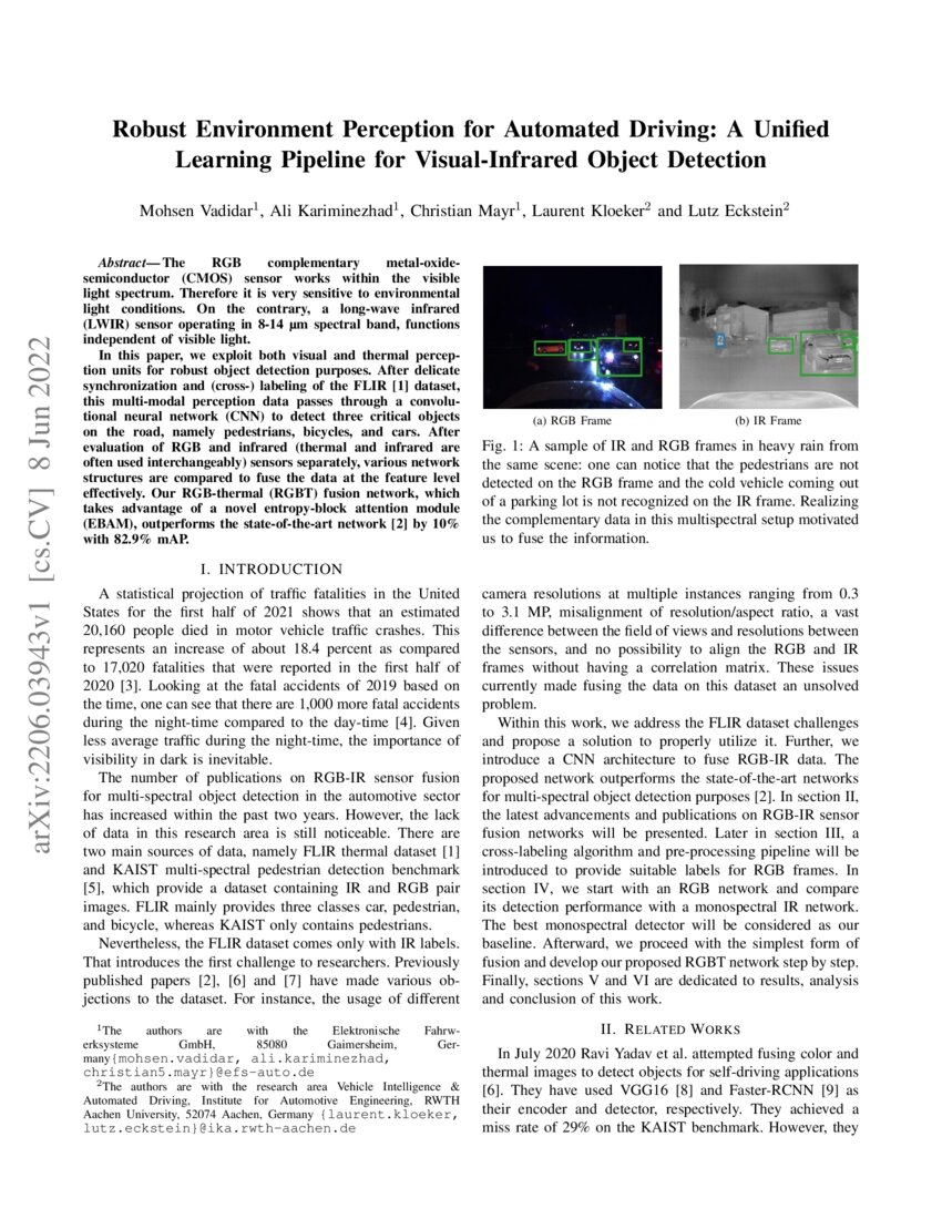 Robust Environment Perception for Automated Driving: A Unified Learning Pipeline for Visual ...