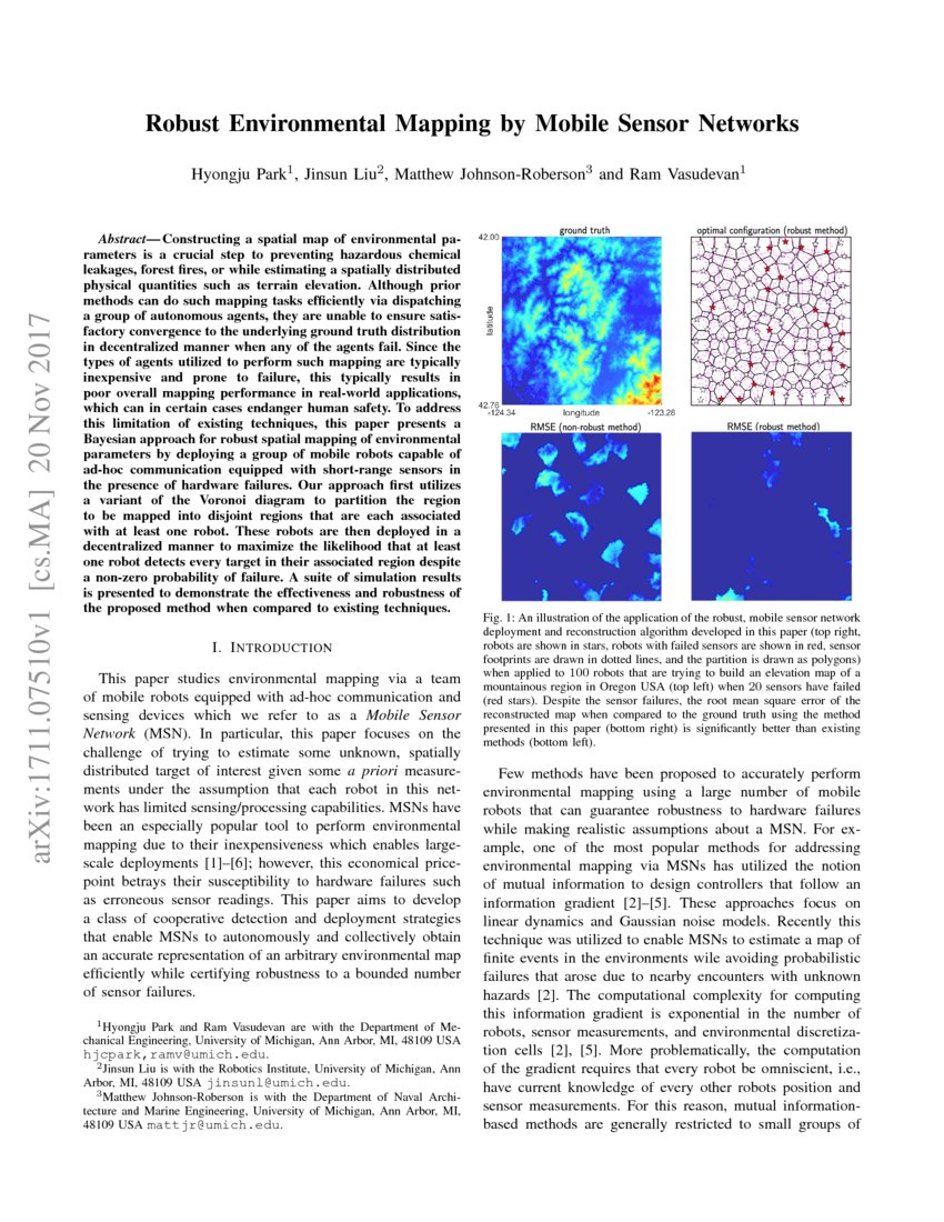 Robust Environmental Mapping by Mobile Sensor Networks | DeepAI