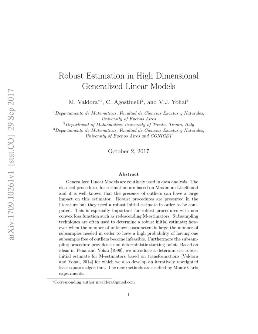 Robust Estimation In High Dimensional Generalized Linear Models Deepai