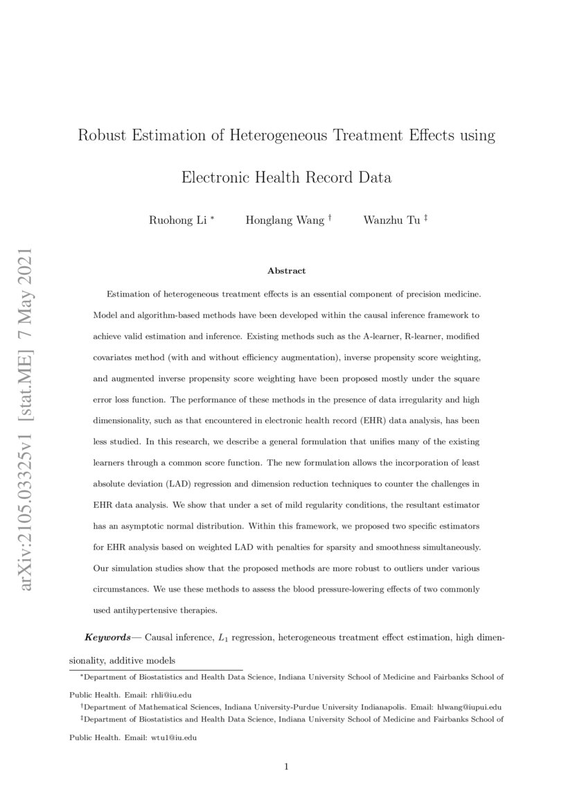 Robust Estimation of Heterogeneous Treatment Effects using Electronic ...