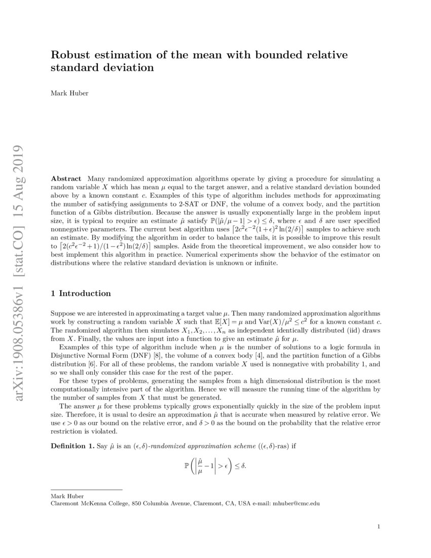 Robust estimation of the mean with bounded relative standard deviation ...