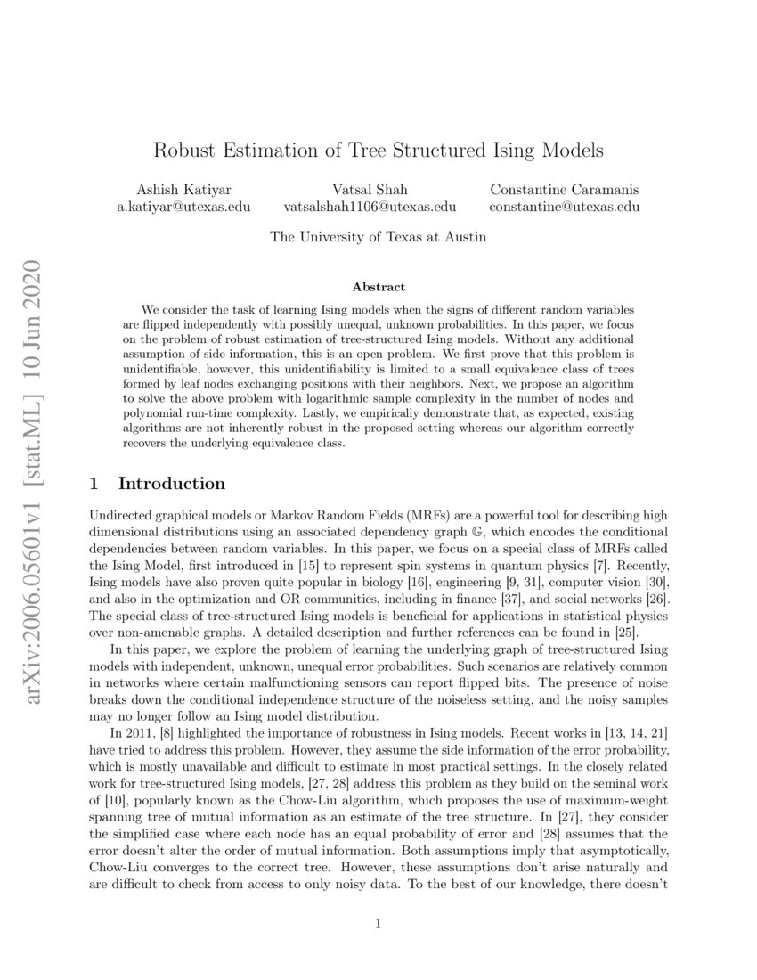 Robust Estimation of Tree Structured Ising Models | DeepAI