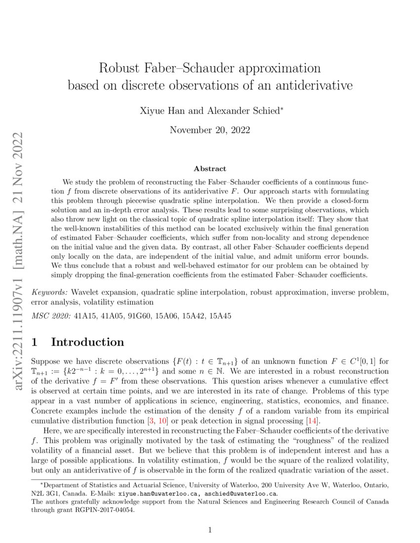 Robust Faberschauder Approximation Based On Discrete Observations Of An Antiderivative Deepai 