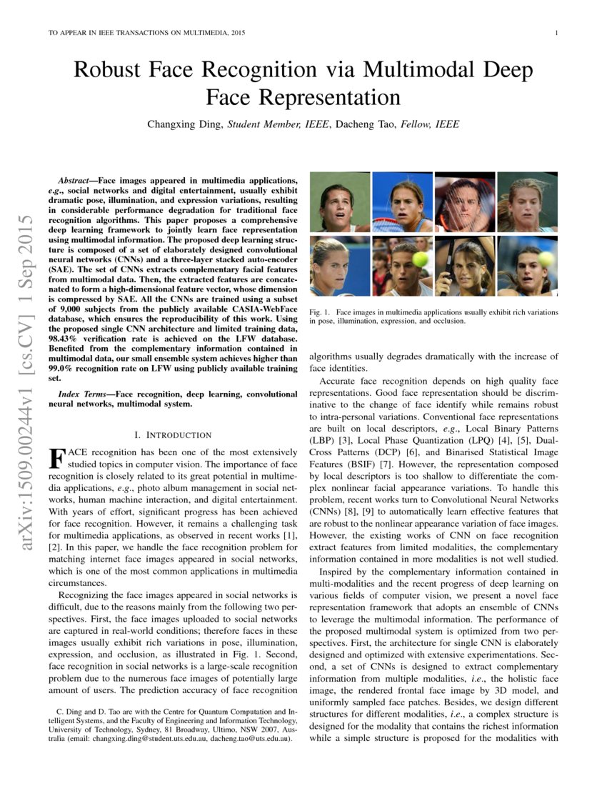 Robust Face Recognition Via Multimodal Deep Face Representation Deepai