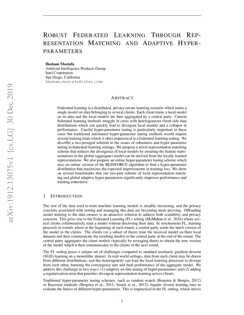 Robust Federated Learning Through Representation Matching and Adaptive Hyper-parameters | DeepAI