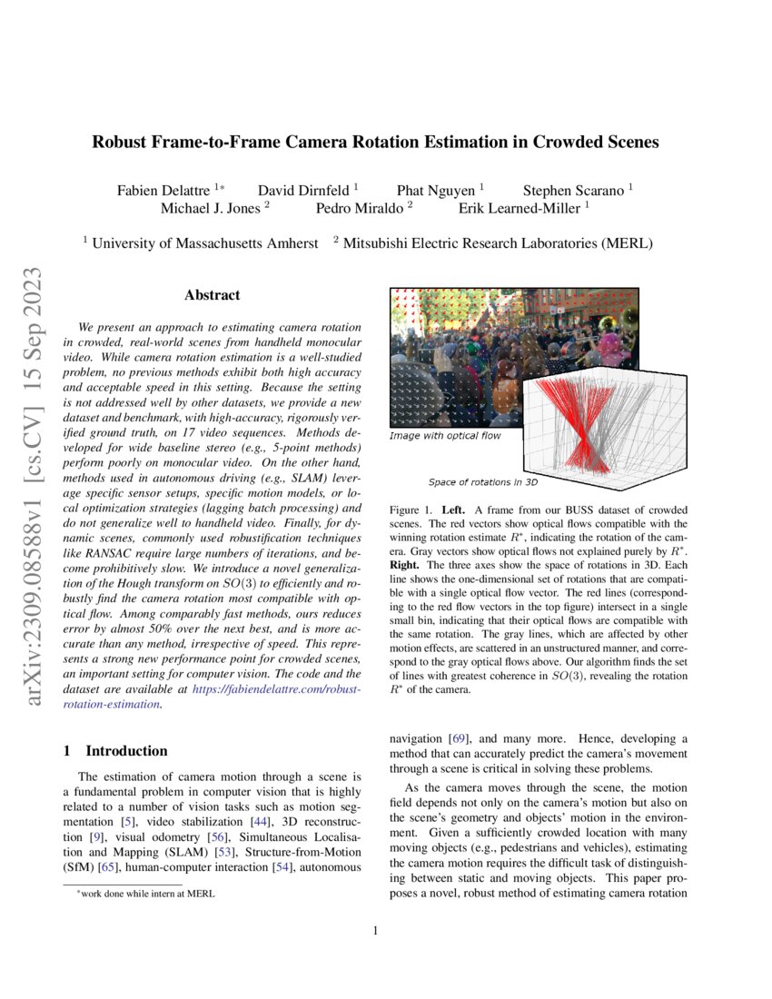 Robust Frame To Frame Camera Rotation Estimation In Crowded Scenes Deepai