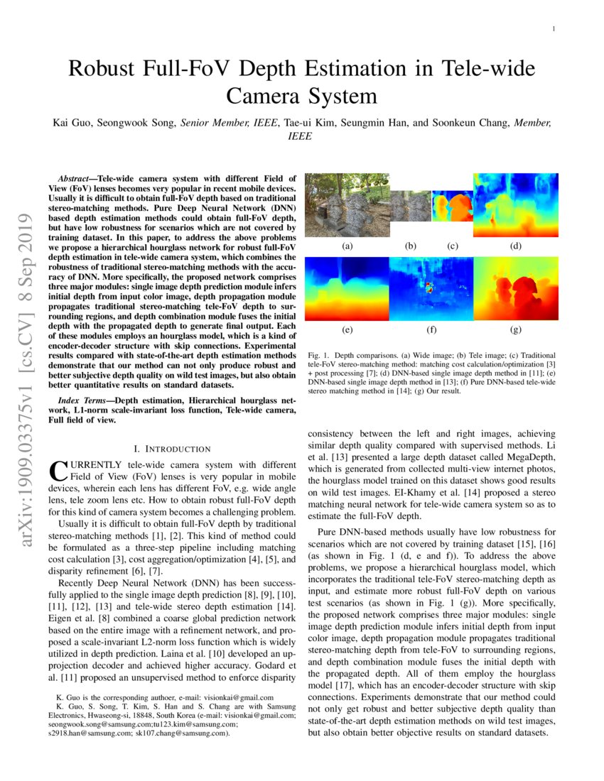 Robust Full-FoV Depth Estimation in Tele-wide Camera System | DeepAI
