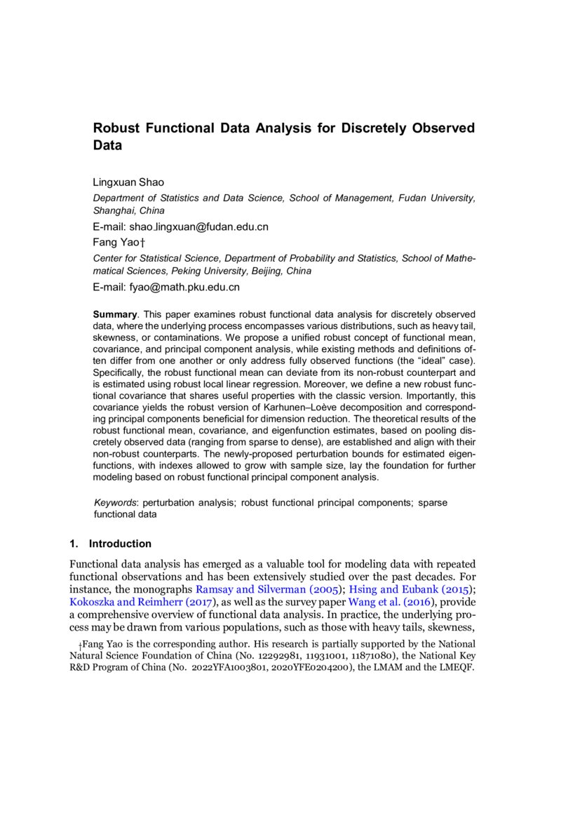 Robust Functional Data Analysis For Discretely Observed Data Deepai