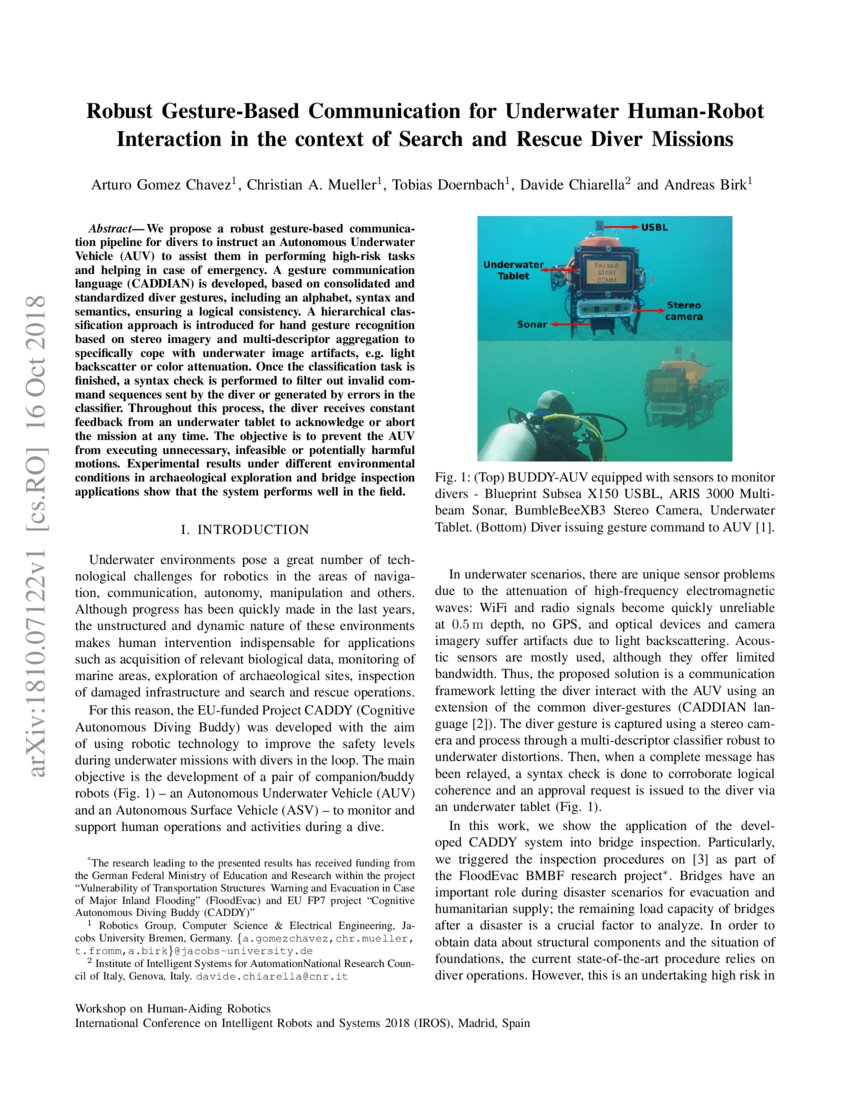 Robust Gesture-Based Communication for Underwater Human-Robot ...