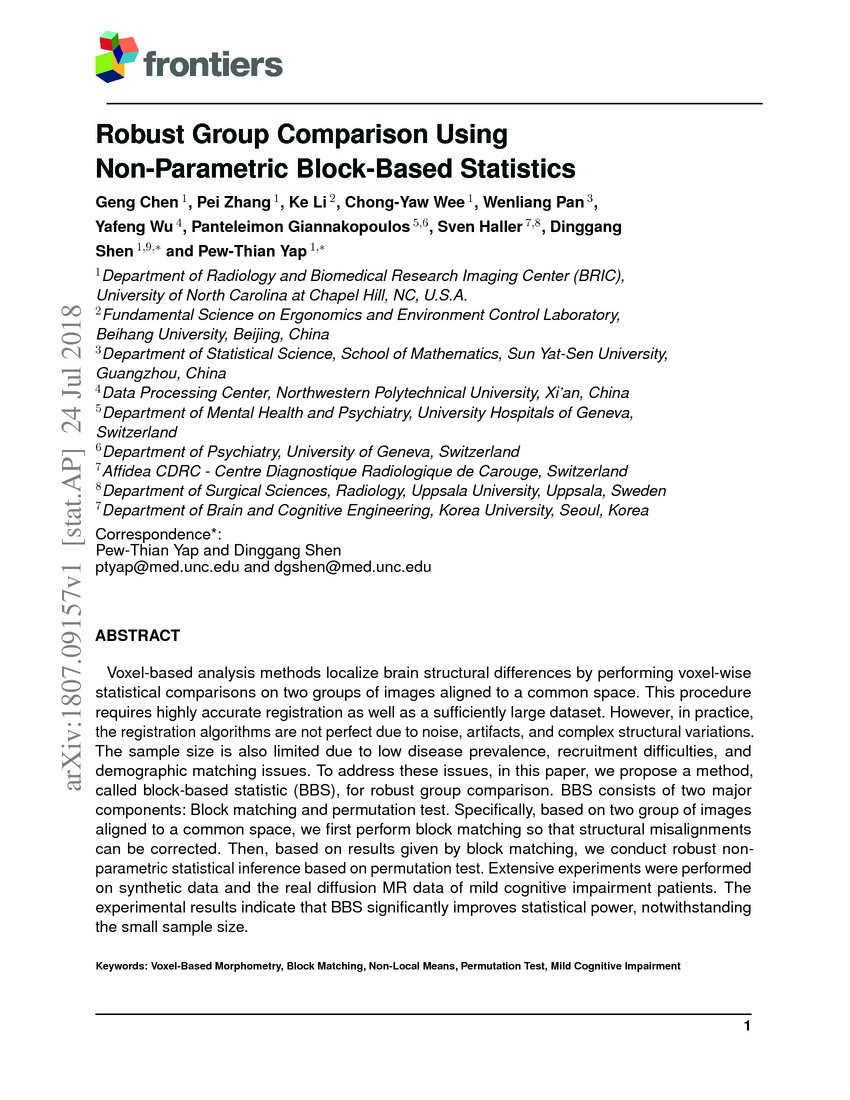 Robust Group Comparison Using Non-Parametric Block-Based Statistics ...