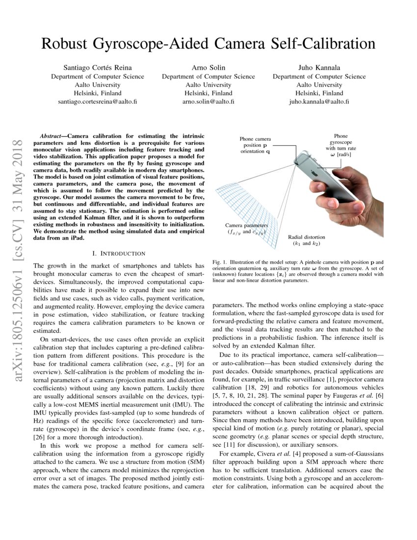 Robust Gyroscope-Aided Camera Self-Calibration | DeepAI