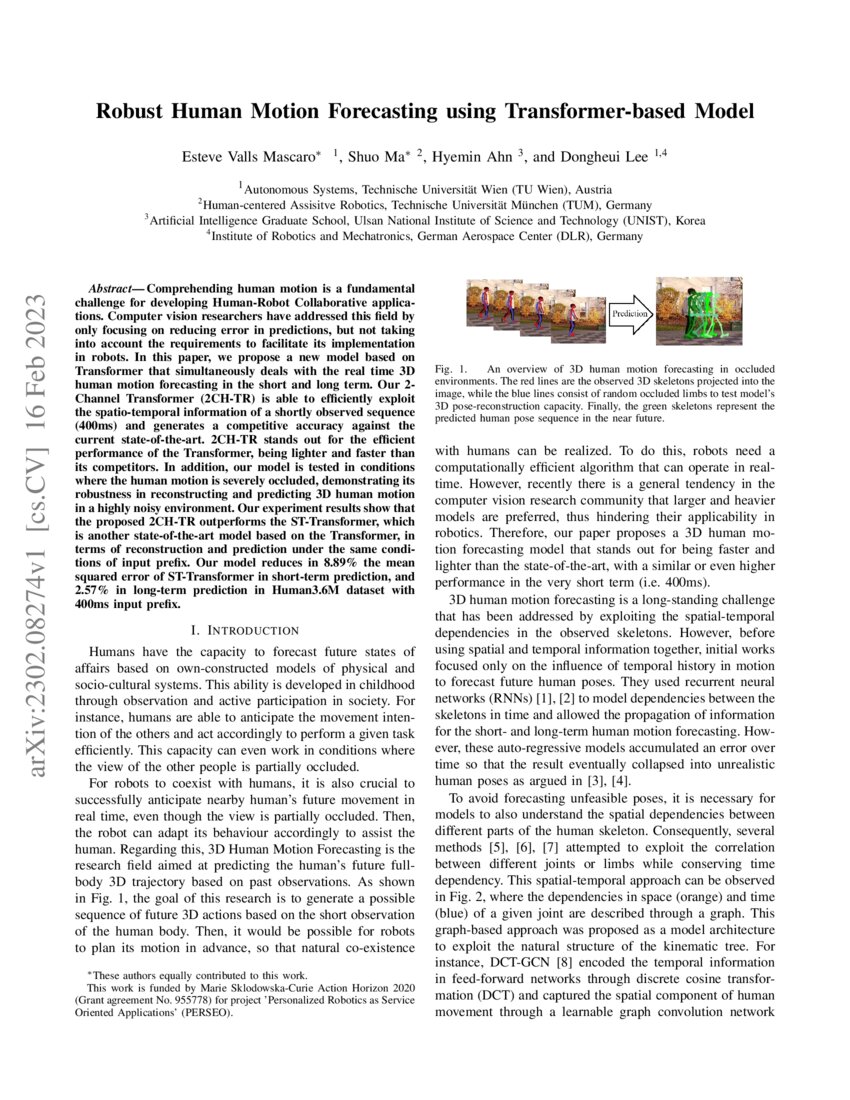 Robust Human Motion Forecasting Using Transformer Based Model Deepai