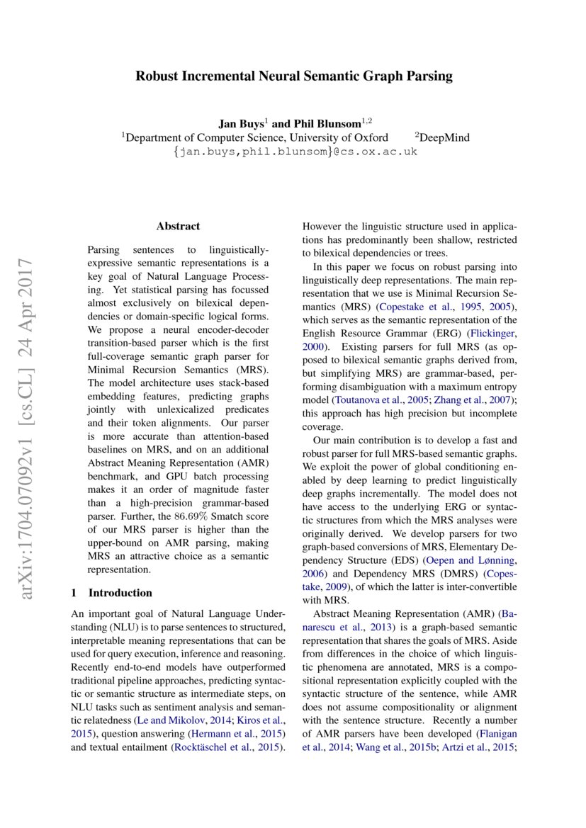 Robust Incremental Neural Semantic Graph Parsing | DeepAI