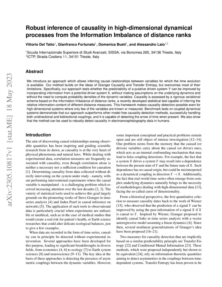 Robust inference of causality in high-dimensional dynamical processes ... Robust inference of causality in high-dimensional dynamical processes ...
