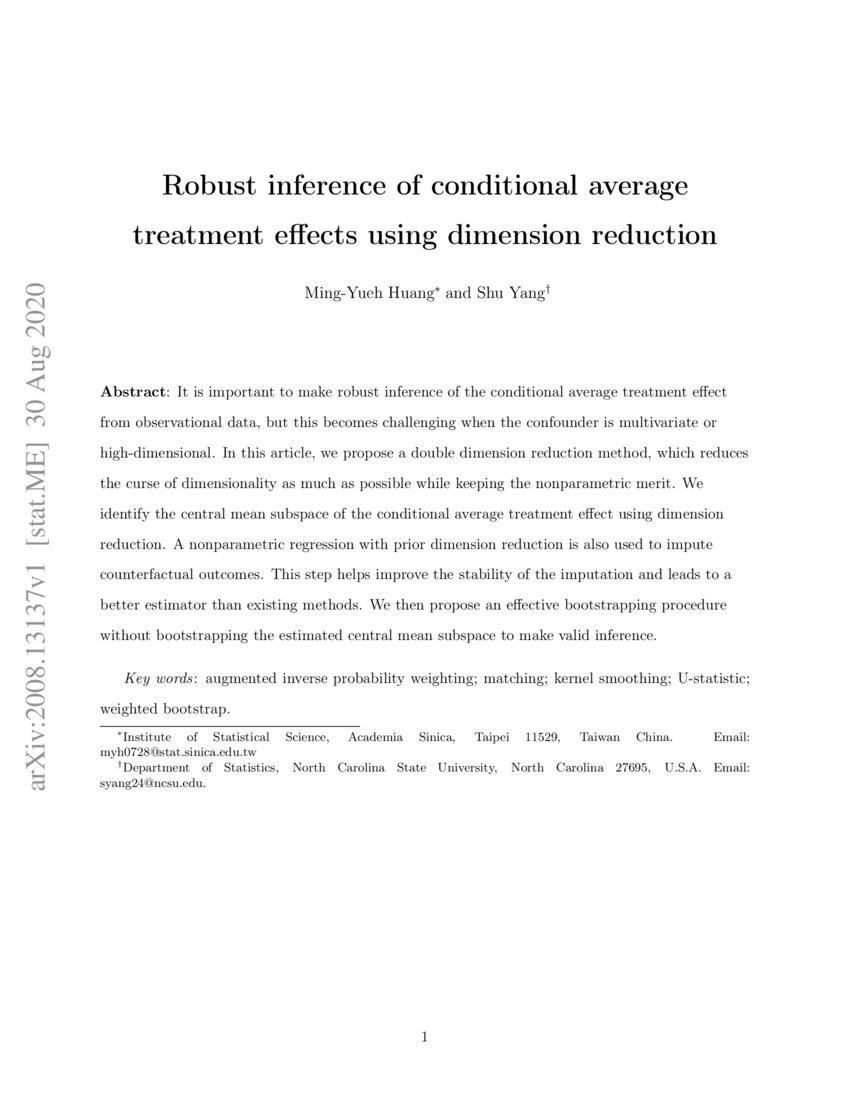 Robust Inference Of Conditional Average Treatment Effects Using Dimension Reduction Deepai 