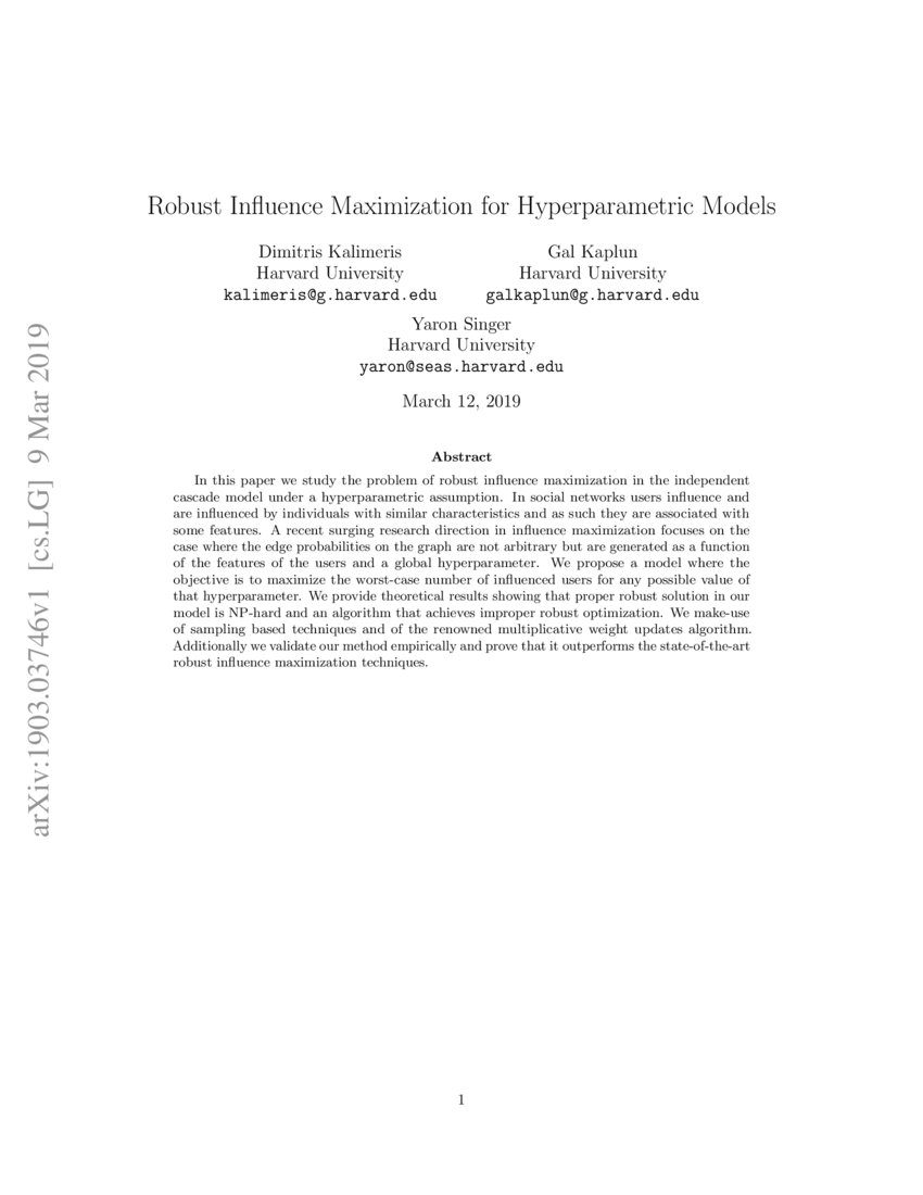Robust Influence Maximization for Hyperparametric Models | DeepAI