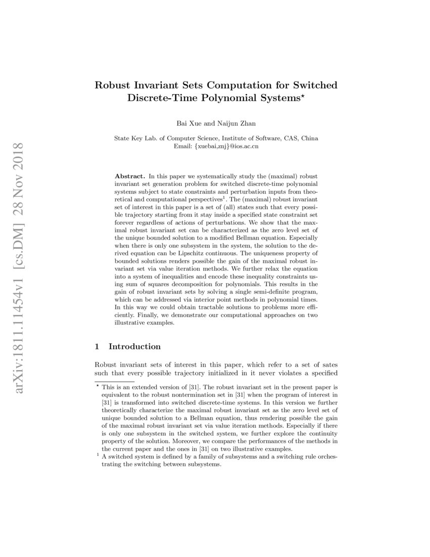 Robust Invariant Sets Computation For Switched Discrete Time Polynomial Systems Deepai