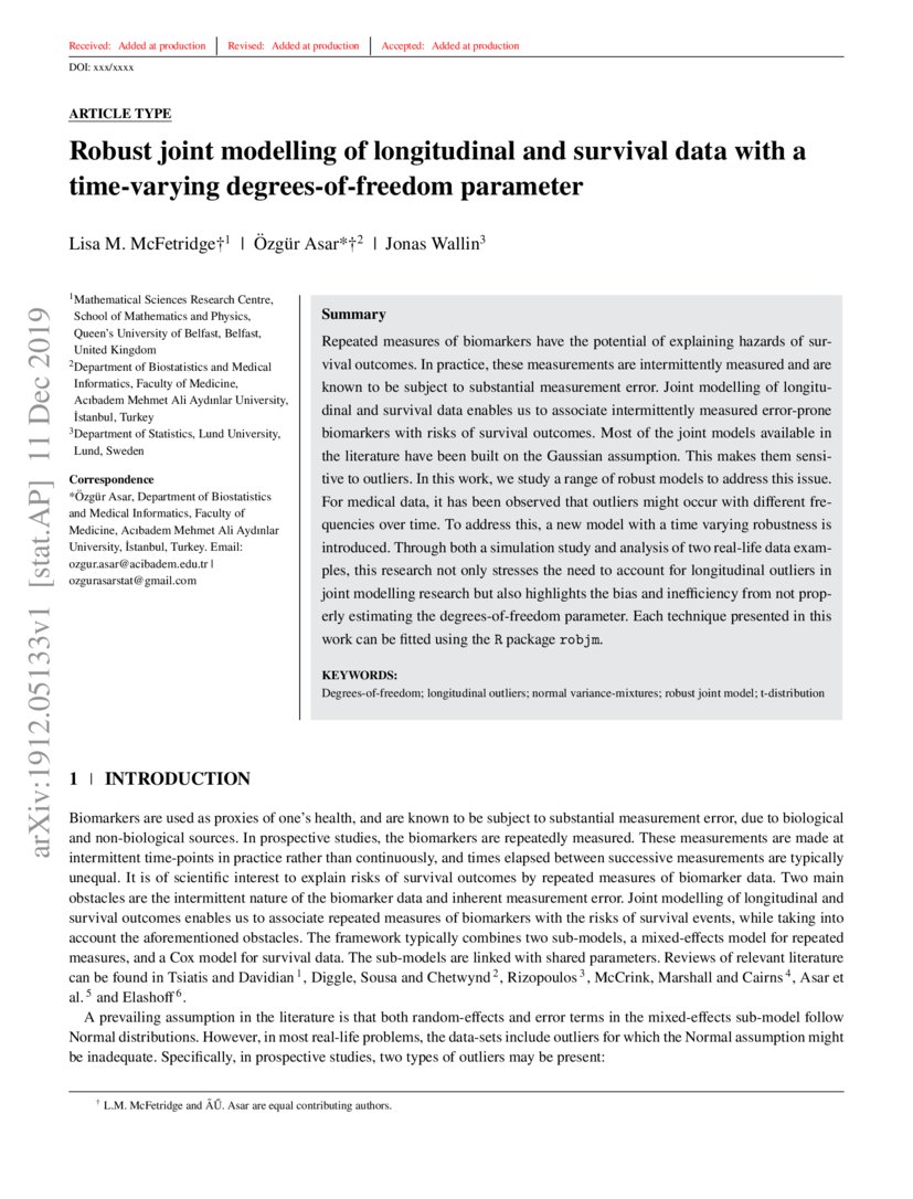 Robust Joint Modelling Of Longitudinal And Survival Data With A Time